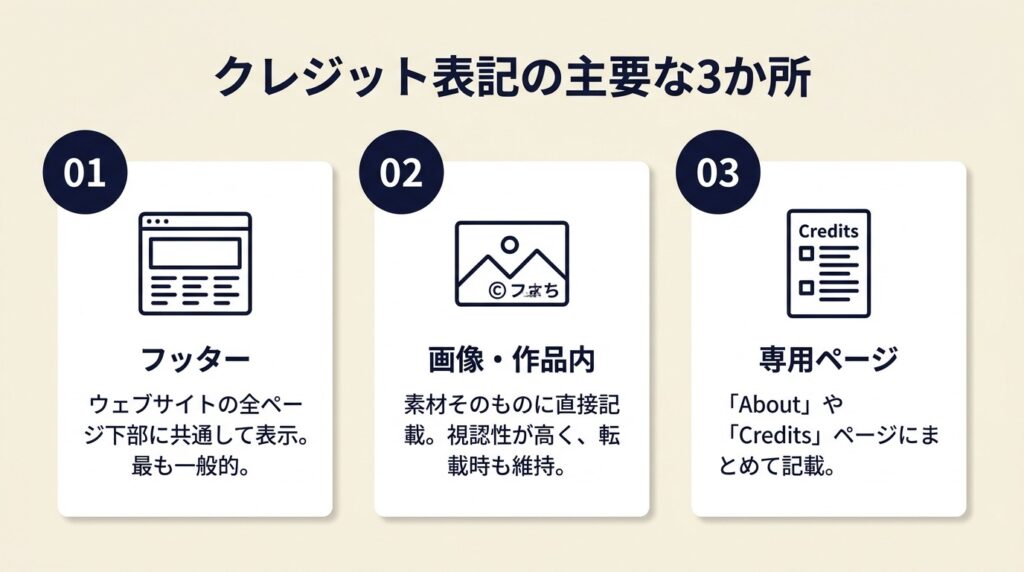 クレジット表記の書き方|5パターンの正しい形式と例 | フリ転